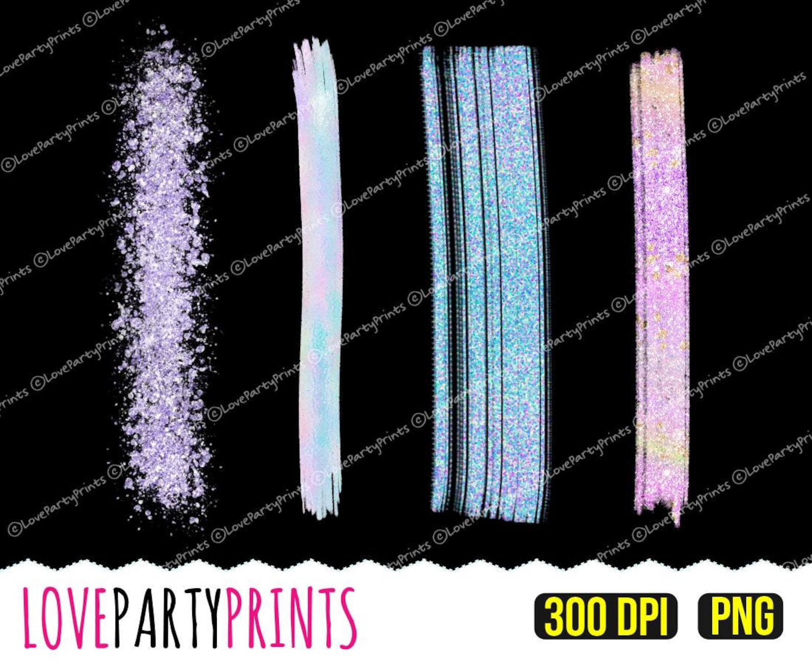 Rainbow Brush Strokes Clipart, PNG Format 300dpi, Rainbow Glitter ...