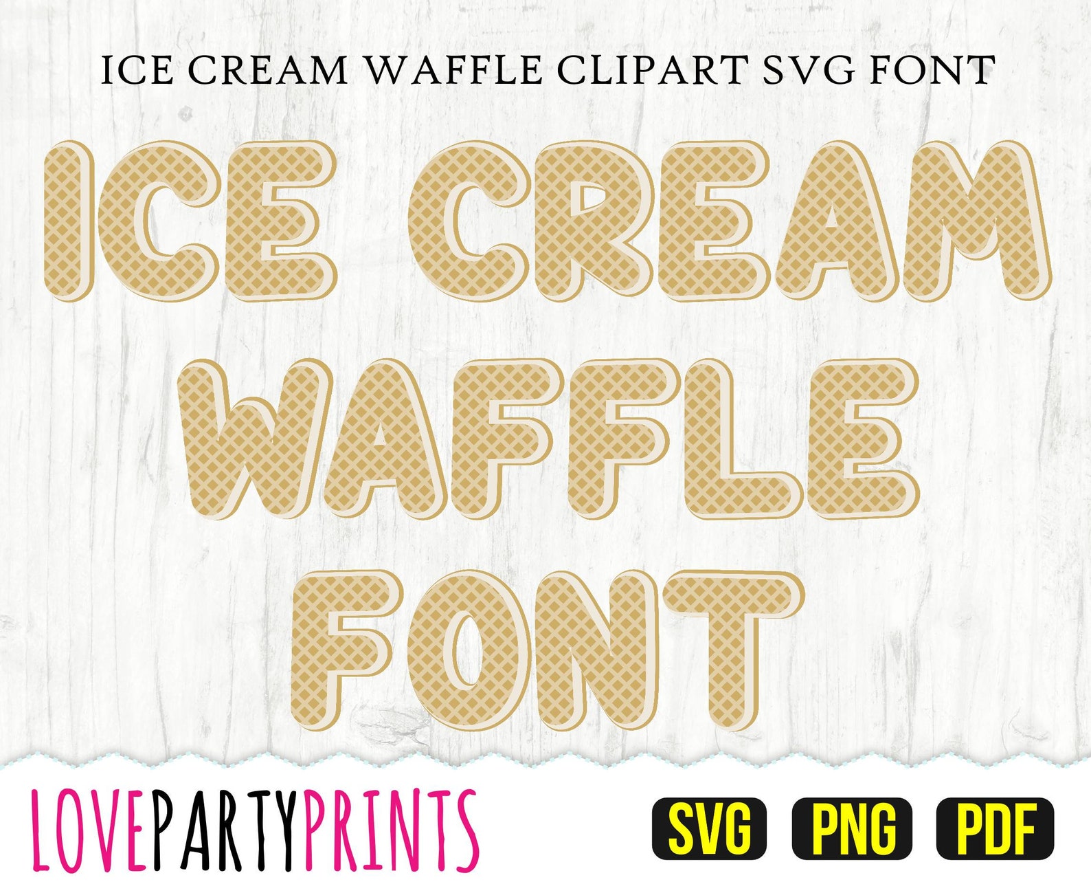 ICE CREAM WAFFLE Font Svg Png and Pdf Files 300dpi High | Etsy UK