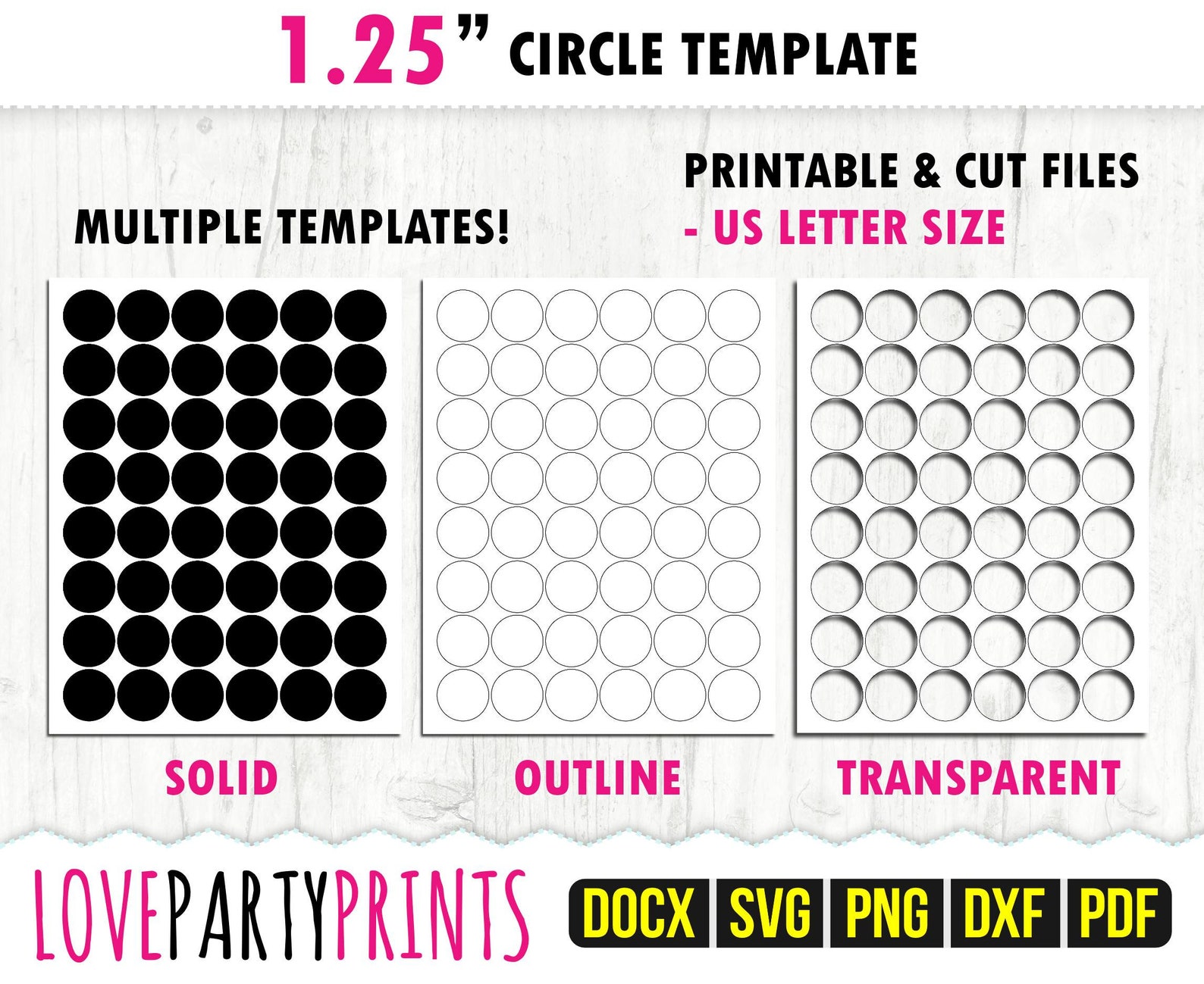 1.25 Circle Template SVG PDF Png Dxf Blank Circle - Etsy