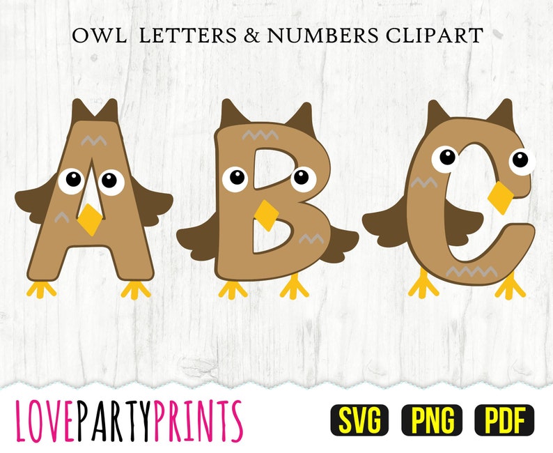 OWL FONT SVG Png and Pdf Files Owl Alphabet Owl Numbers - Etsy