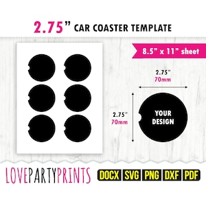 2.75inch Car Coaster Template Svg, Pdf, Png, Dxf, Blank Car Coaster ...