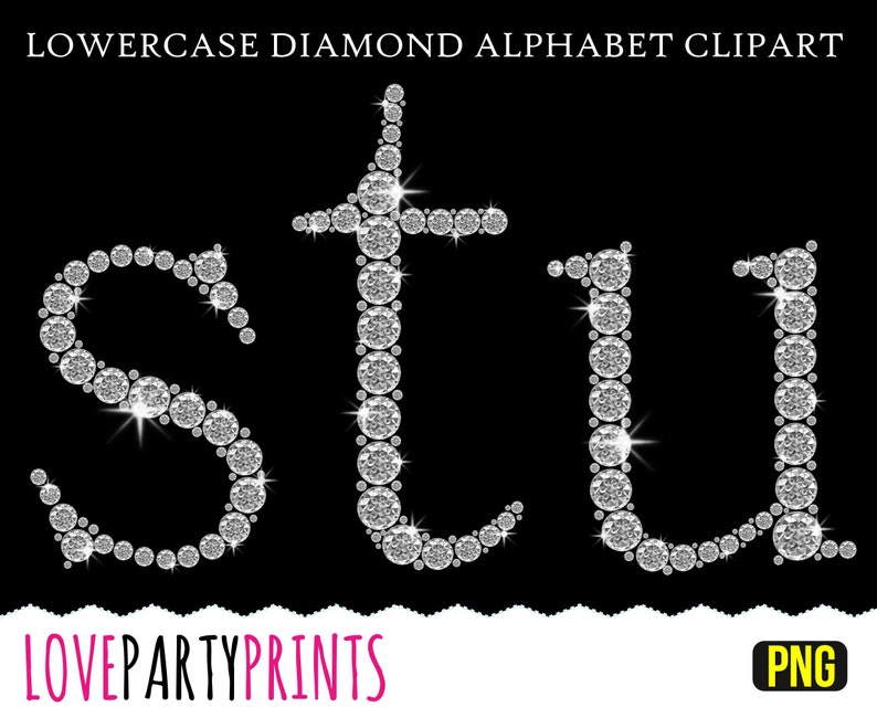 DIAMOND LETTERS Clipart PNG files Full Diamond Alphabet | Etsy