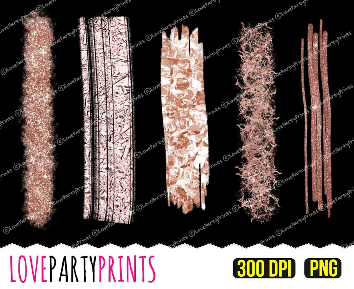 Rose Gold Brush Strokes Clipart PNG Format 300dpi Rose Gold - Etsy