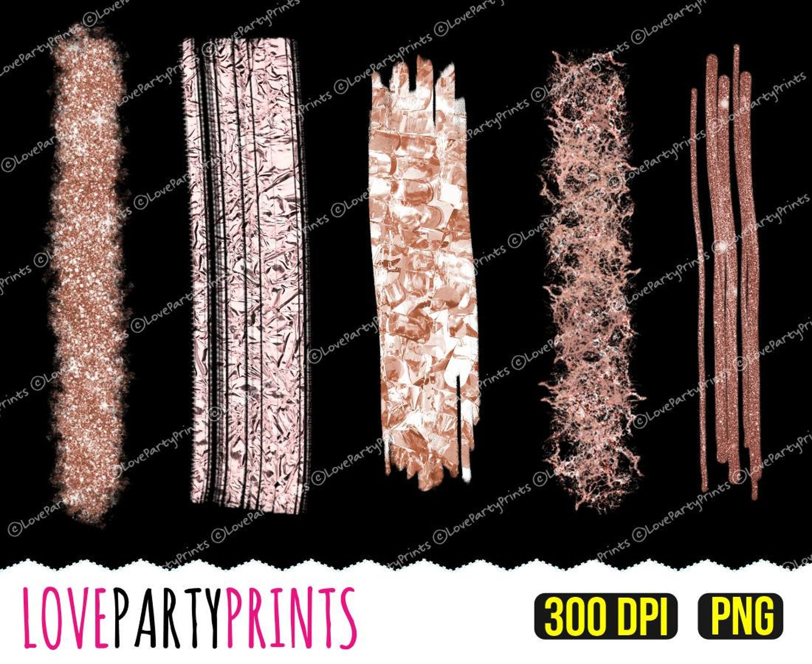 Rose Gold Brush Strokes Clipart PNG Format 300dpi Rose Gold - Etsy