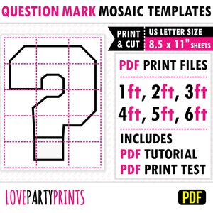 Mosaic Question Mark From Balloons Template PDF, 1ft, 2ft, 3ft, 4ft ...