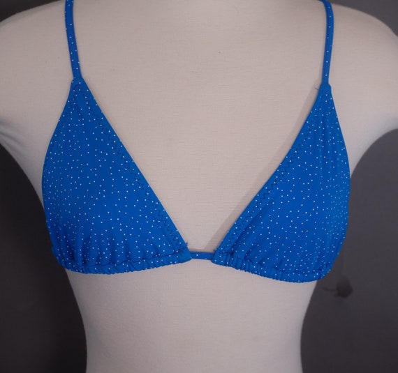 80s String Bikini | Blue & White Polka Dot 2 Piece Sw… - Gem