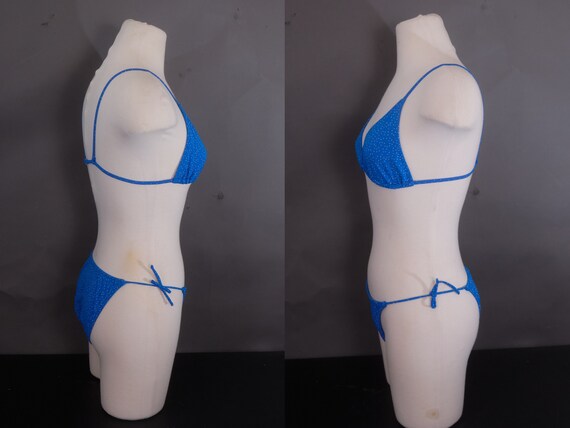 80s String Bikini | Blue & White Polka Dot 2 Piece Sw… - Gem