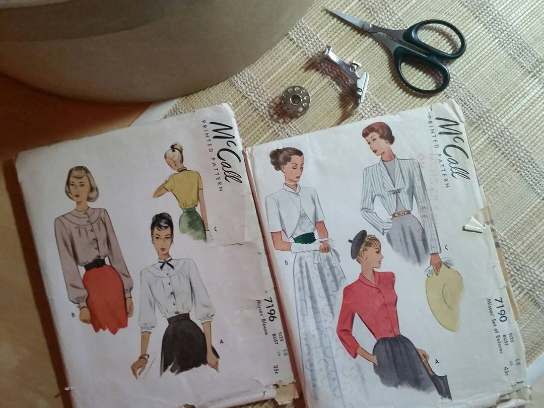 Mccall's 1940s Vintage Patterns 7196 & 7190 - Etsy