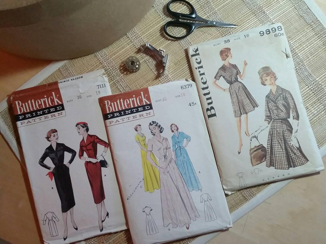 Butterick 50s Vintage Dress Patterns 7111 - 6379 - 9898 - Etsy