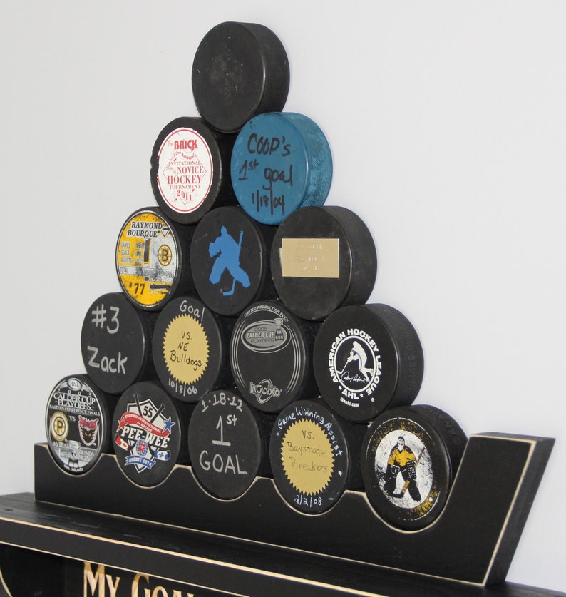 Hockey Puck Display: Wood Shelf, Rack, or Box - Hockey Gift - Etsy
