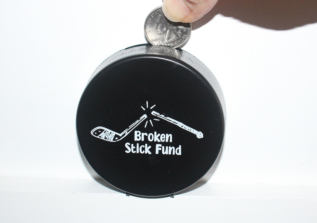 Hockey Puck Coin Bank: Broken Stick Fund, Hockey Gift - Etsy