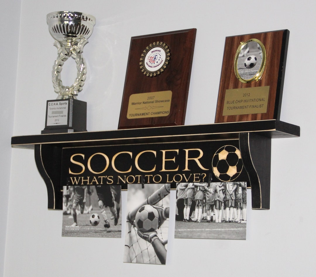 Distressed Wood Soccer Trophy Shelf: Soccer Room Decor - Etsy