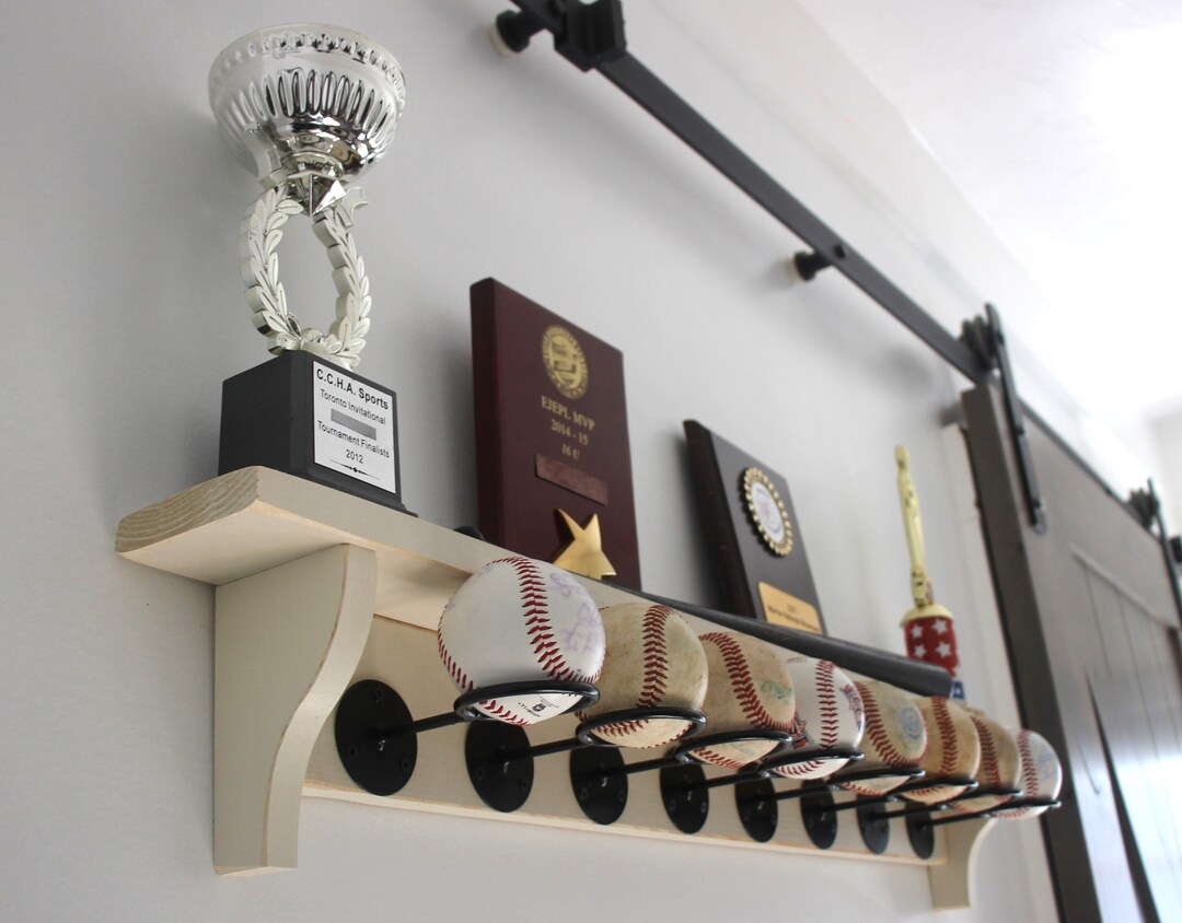 Distressed Wood Baseball Display Shelf: Trophy & Memorabilia Holder - Etsy