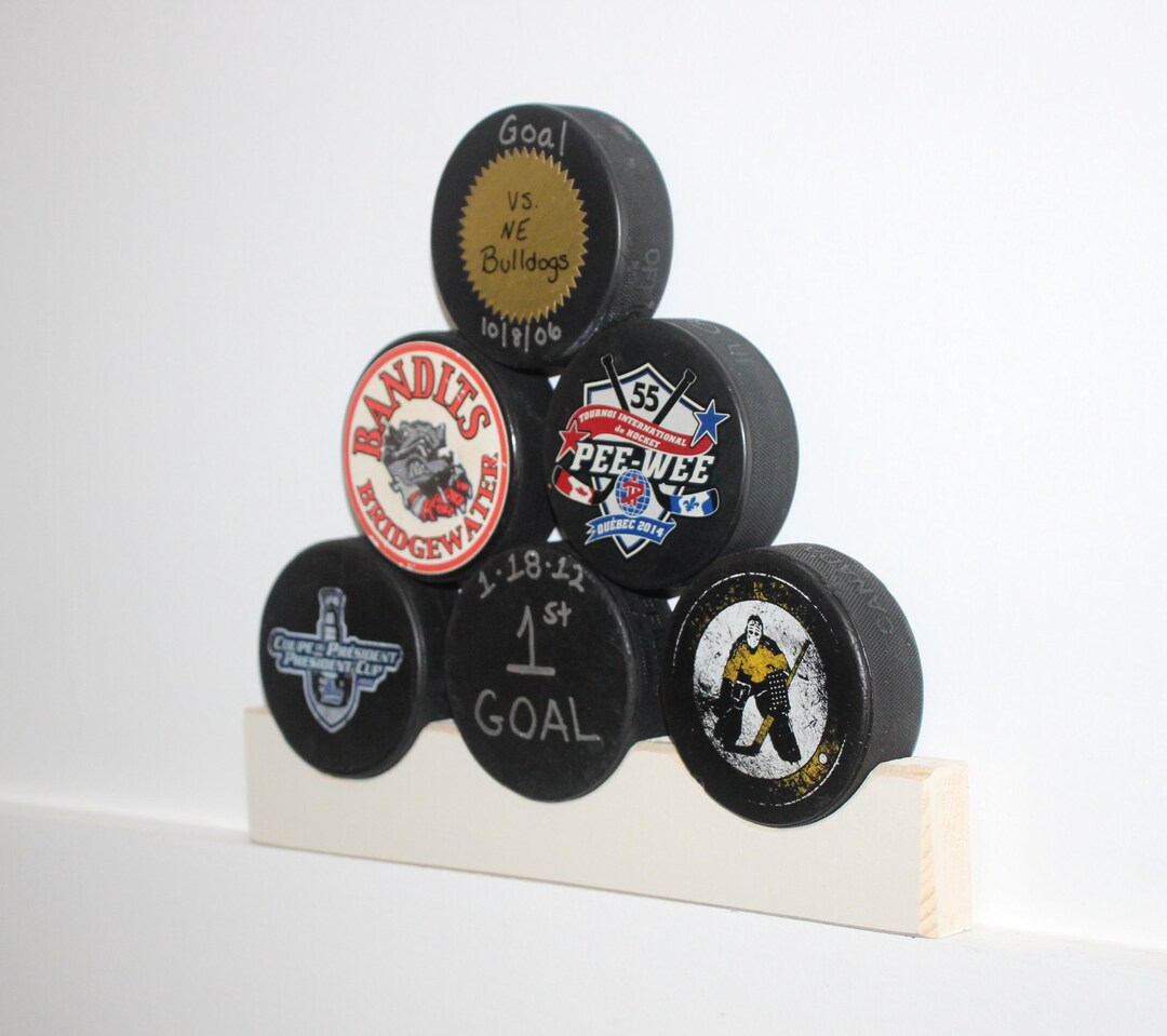 Hockey Puck Display Rack: Wood Shelf, Hockey Room Decor - Etsy