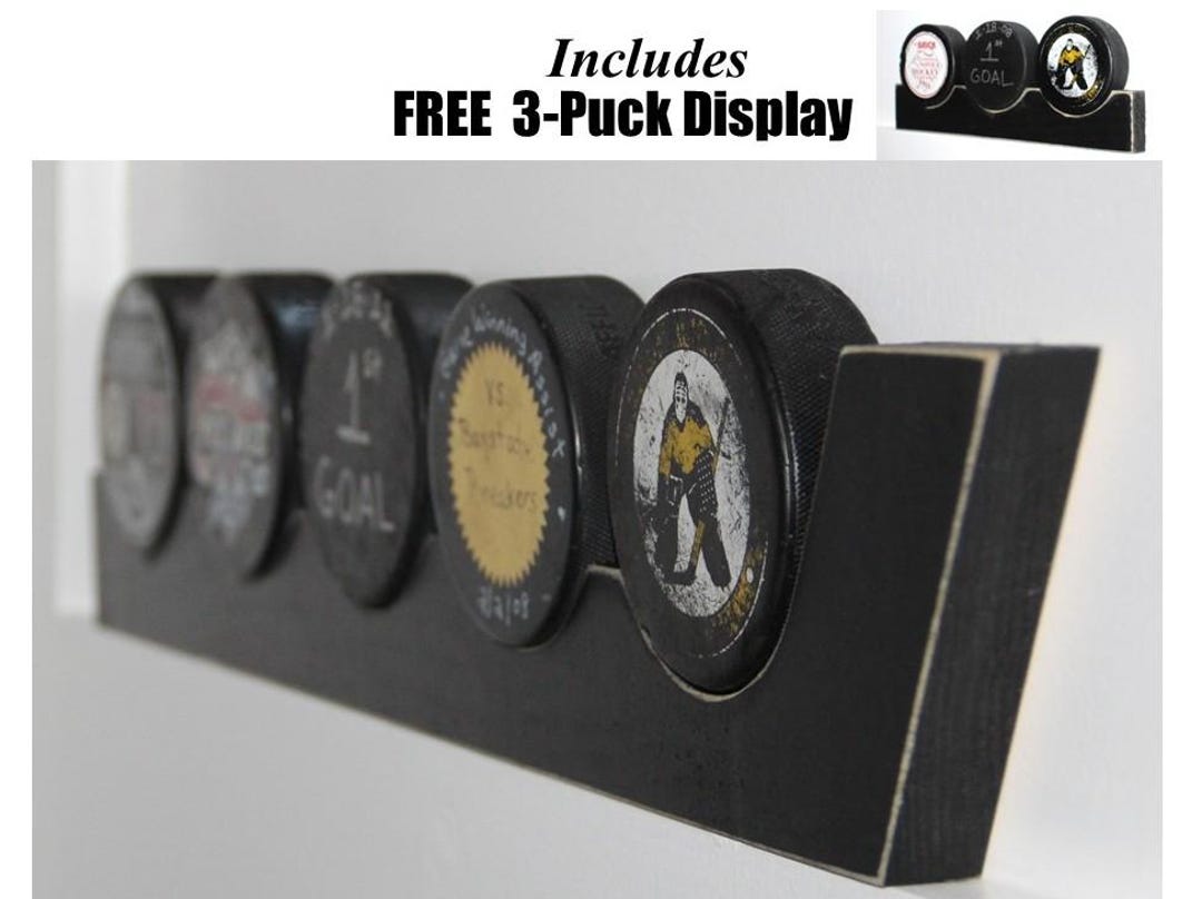 Hockey Puck Display: Wood Shelf, Rack, or Box - Hockey Room Decor ...