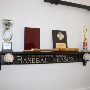 Distressed Wood Baseball Display Shelf: Coach Gift, Trophy Rack - Etsy