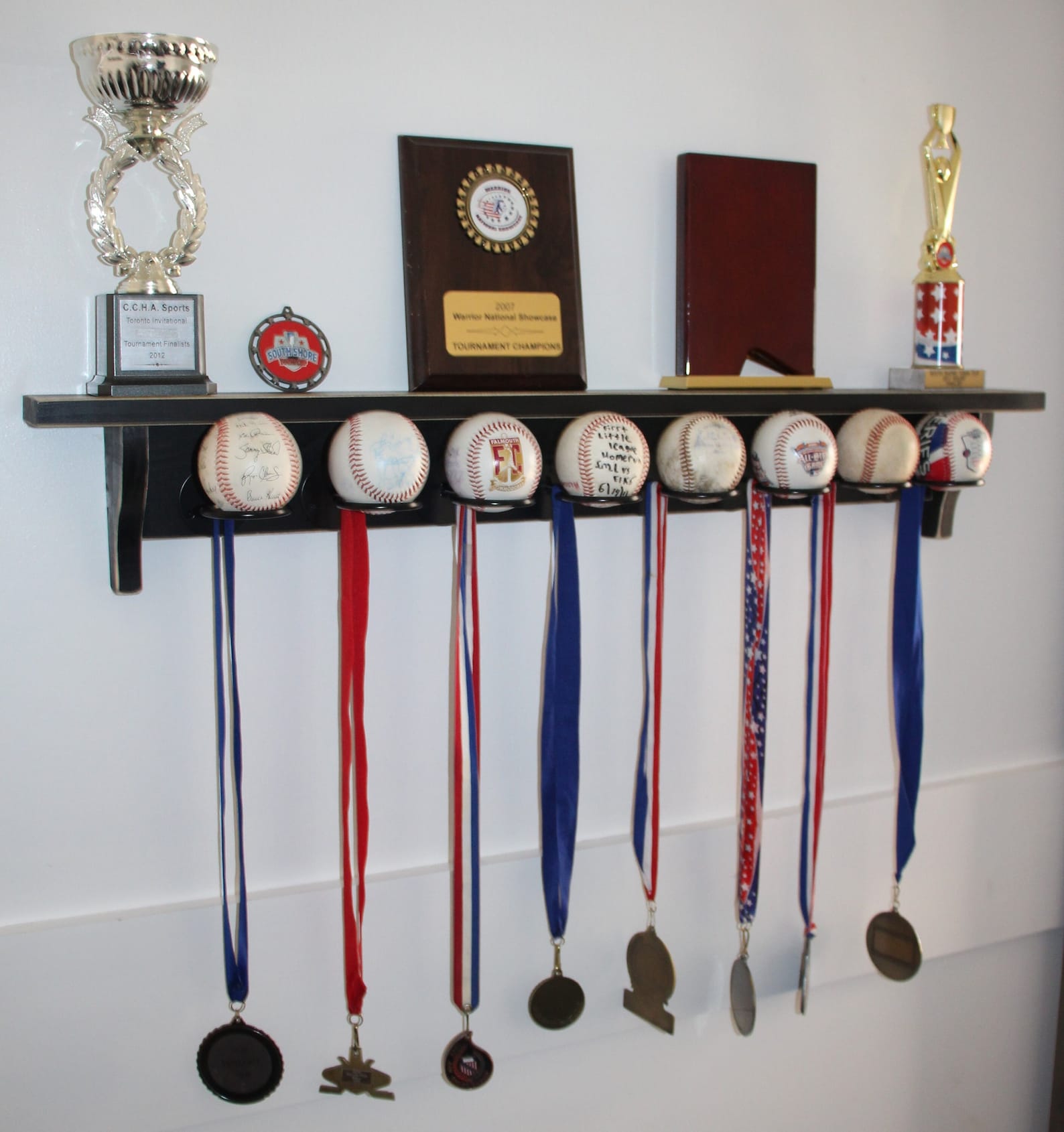 Distressed Wood Baseball Display Shelf: Coach Gift, Trophy Rack - Etsy