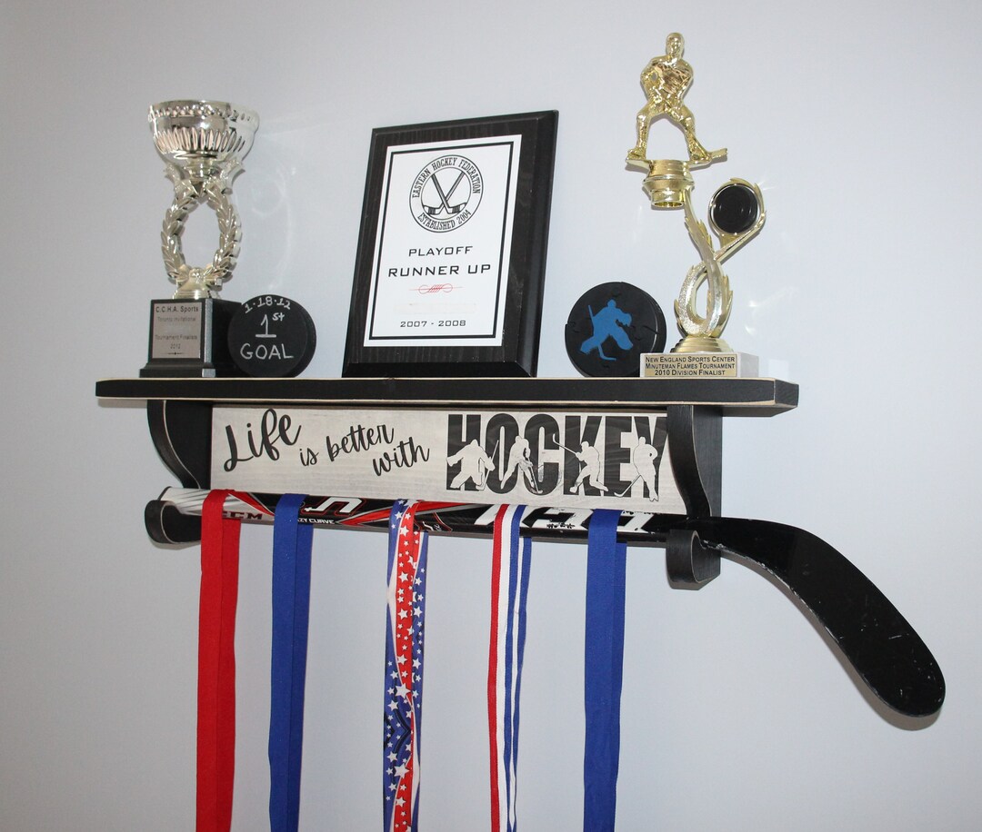 Hockey Stick Shelf, Hockey Gift Idea, Hockey Wall Decor, Hockey Room ...
