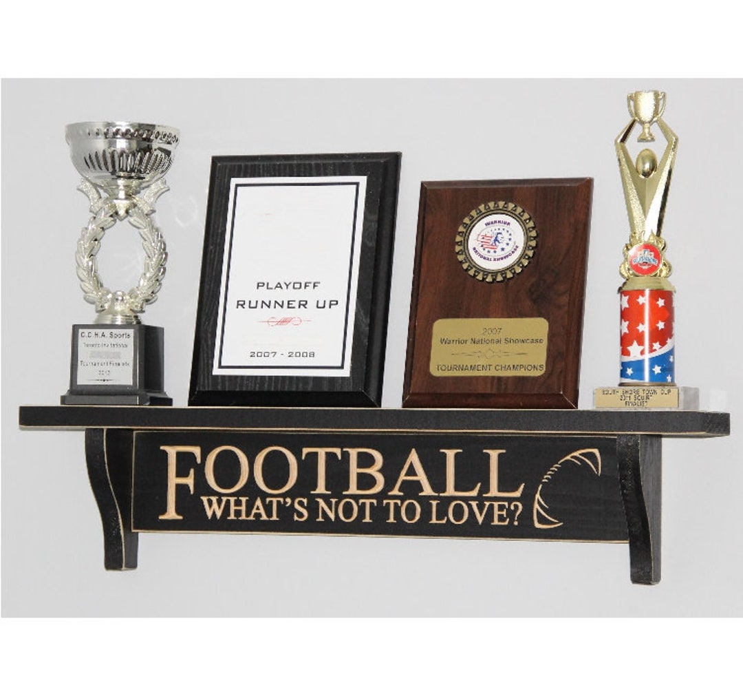 Football Shelf, Football Room Decor, Football Trophy Shelf, Football ...