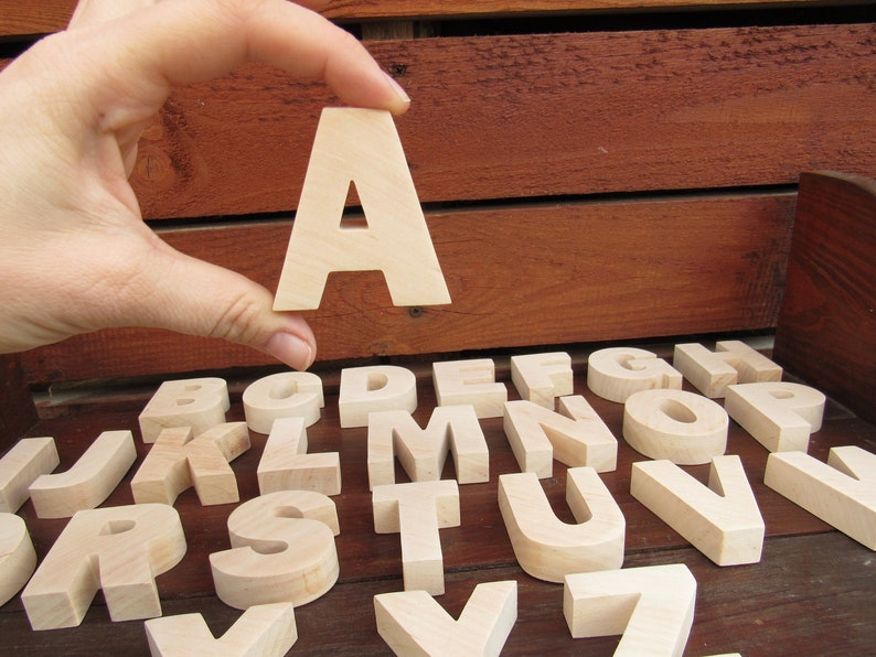 Magnetic Wooden Alphabet Letters Wooden Alphabet Wooden - Etsy