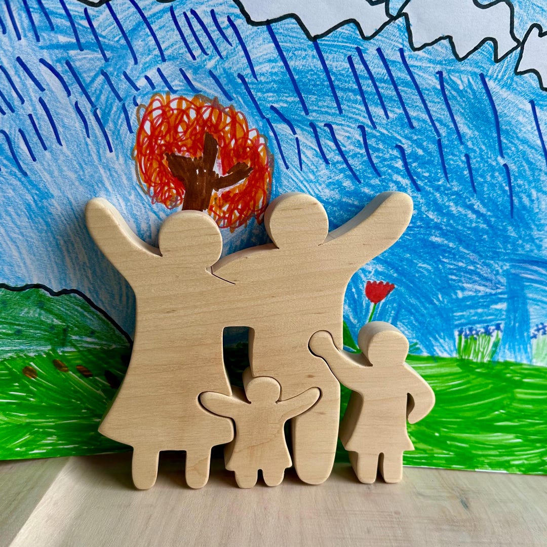 Family Puzzle of 4 With Two Girls, Fathers Day, Mother’s Day, Gift to ...