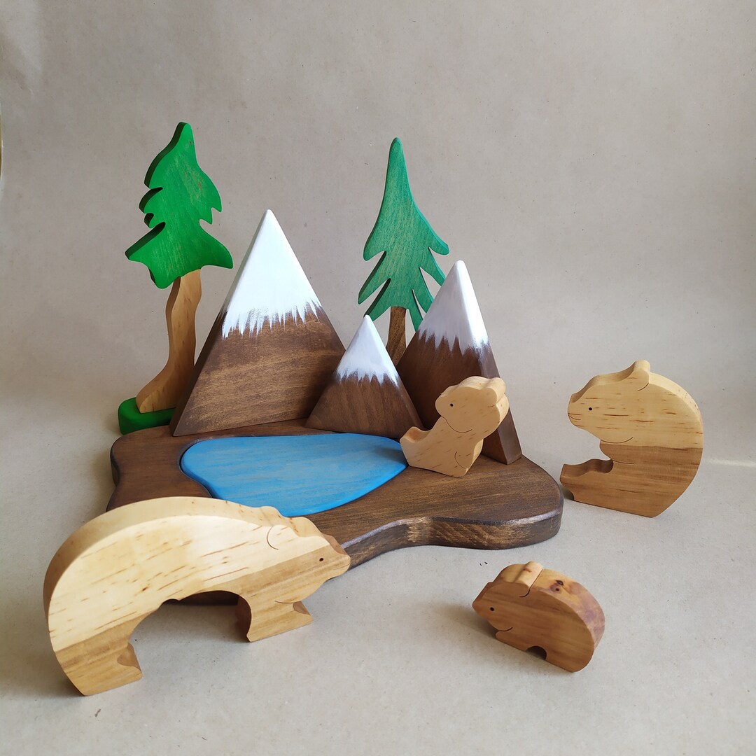 Wooden Adventure Play Set, Wooden Mountain, Woodland Tree Play Set ...