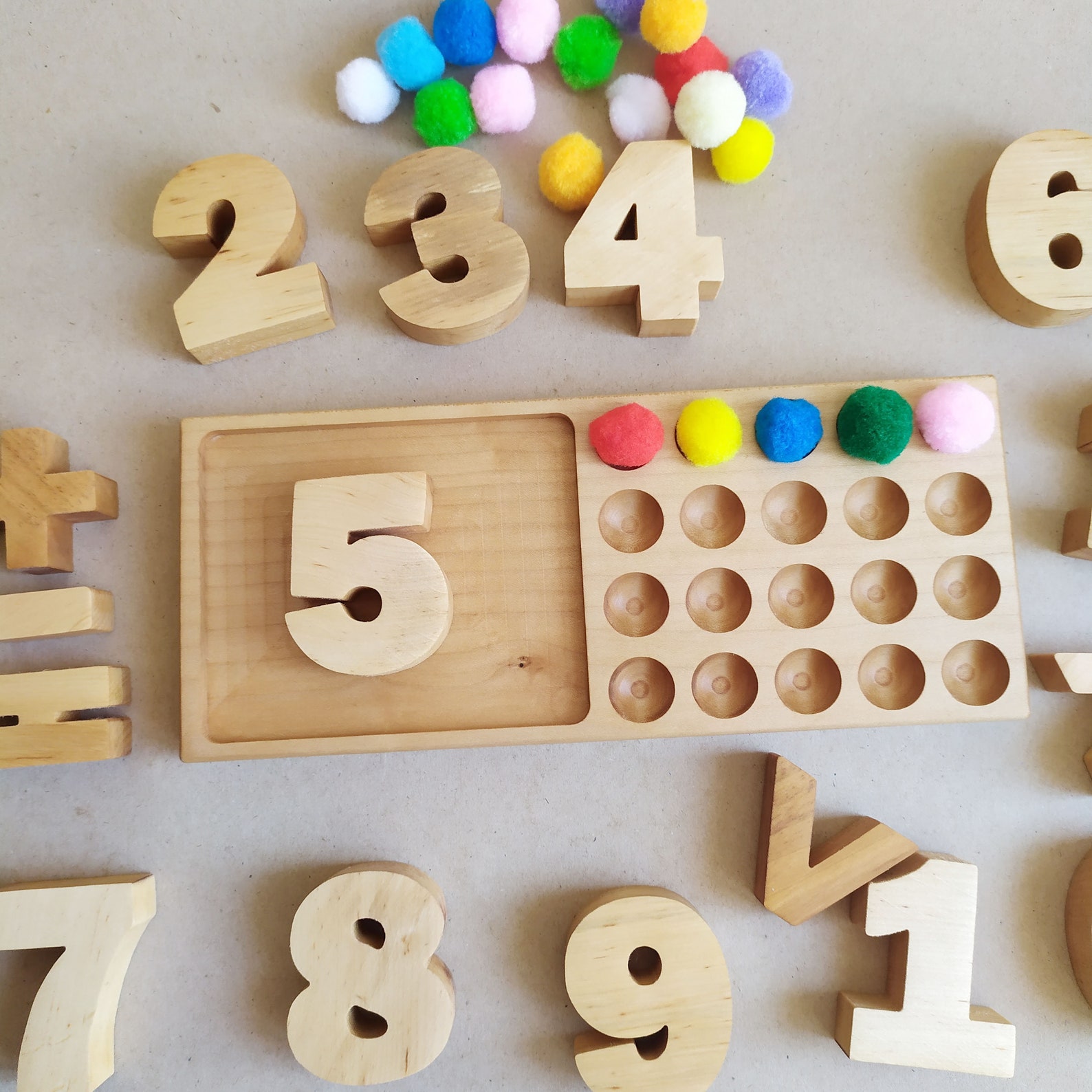 Wooden Number Board Math Number Wooden Trays Montessori - Etsy