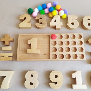 Wooden Number Board, Math Number Wooden Trays, Montessori Counting ...