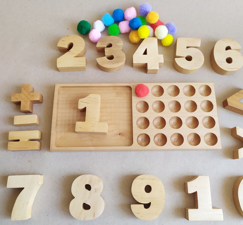 Wooden Number Board Math Number Wooden Trays Montessori - Etsy