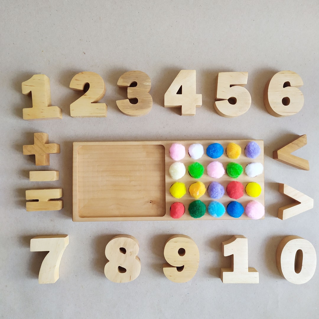 Wooden Number Board, Math Number Wooden Trays, Montessori Counting ...