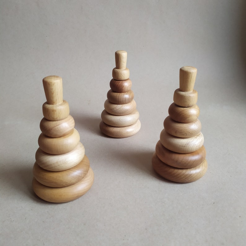 Ring Wooden Montessori Pyramid Stacking Toy Wooden Stacker - Etsy