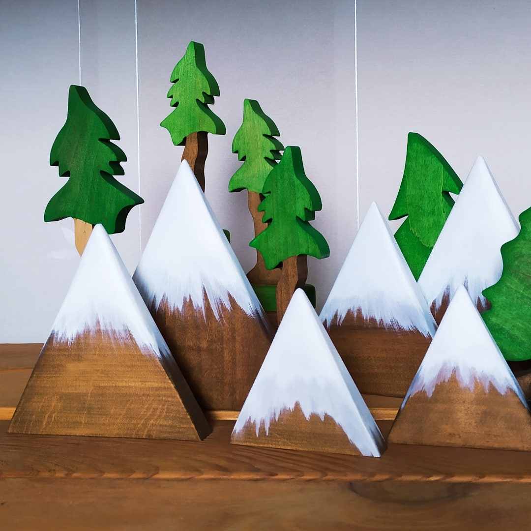 Wooden Mountain Toy Stacker, Wooden Toy Mountain Block, Mountain ...