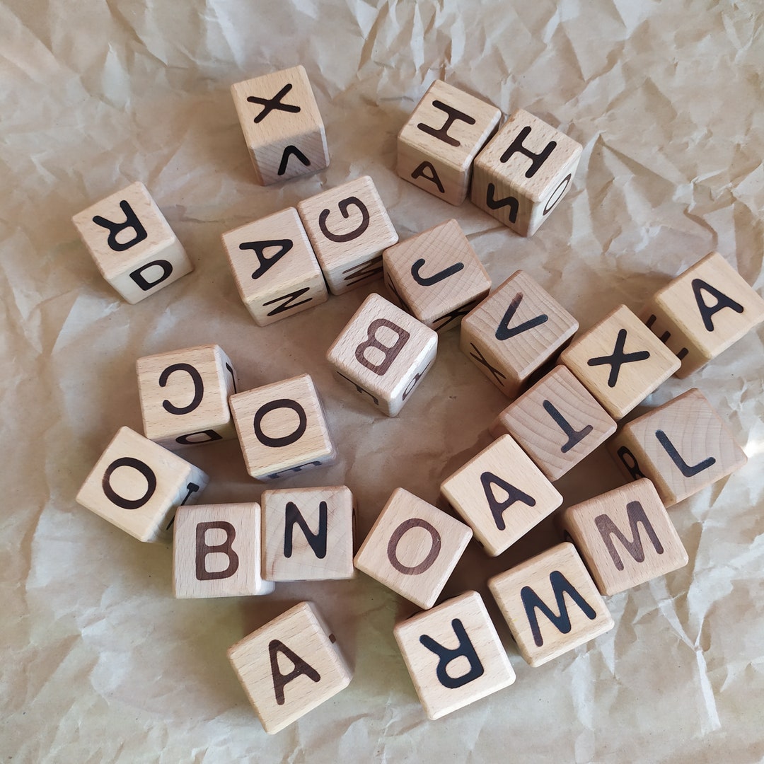 24 Wooden Letter Blocks, Wooden Letters, Wooden Blocks, Toy Blocks ...
