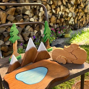 Wooden Adventure Play Set, Wooden Mountain, Woodland Tree Play Set ...