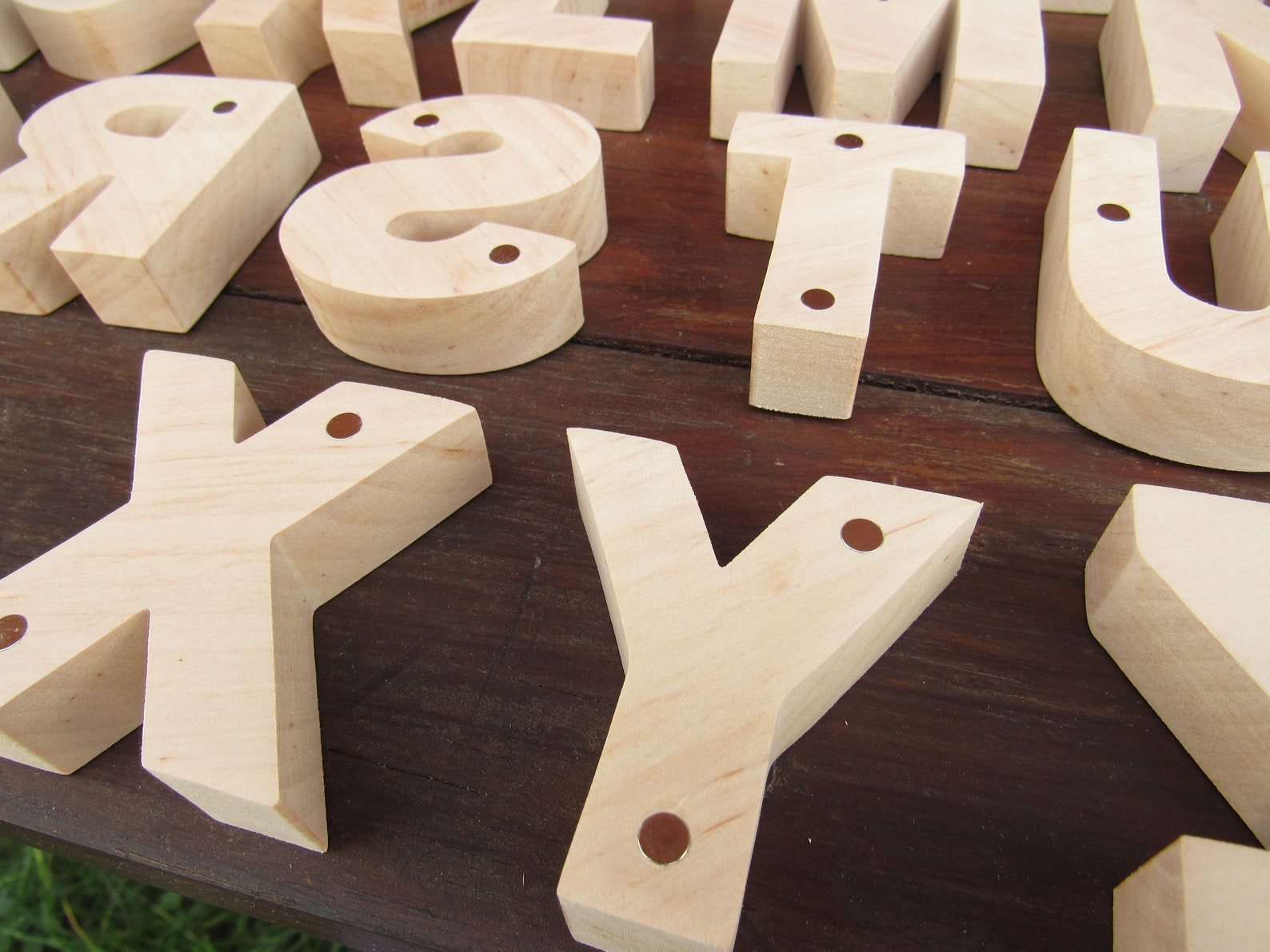 Magnetic Wooden Alphabet Letters Wooden Alphabet Wooden - Etsy