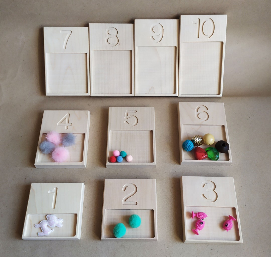 Wooden Counting Trays From 1 to 10, Educational Toy, Wooden Number ...