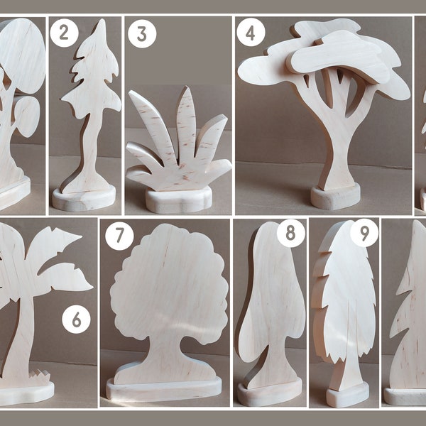 Wood Pine Tree Figurines - Etsy