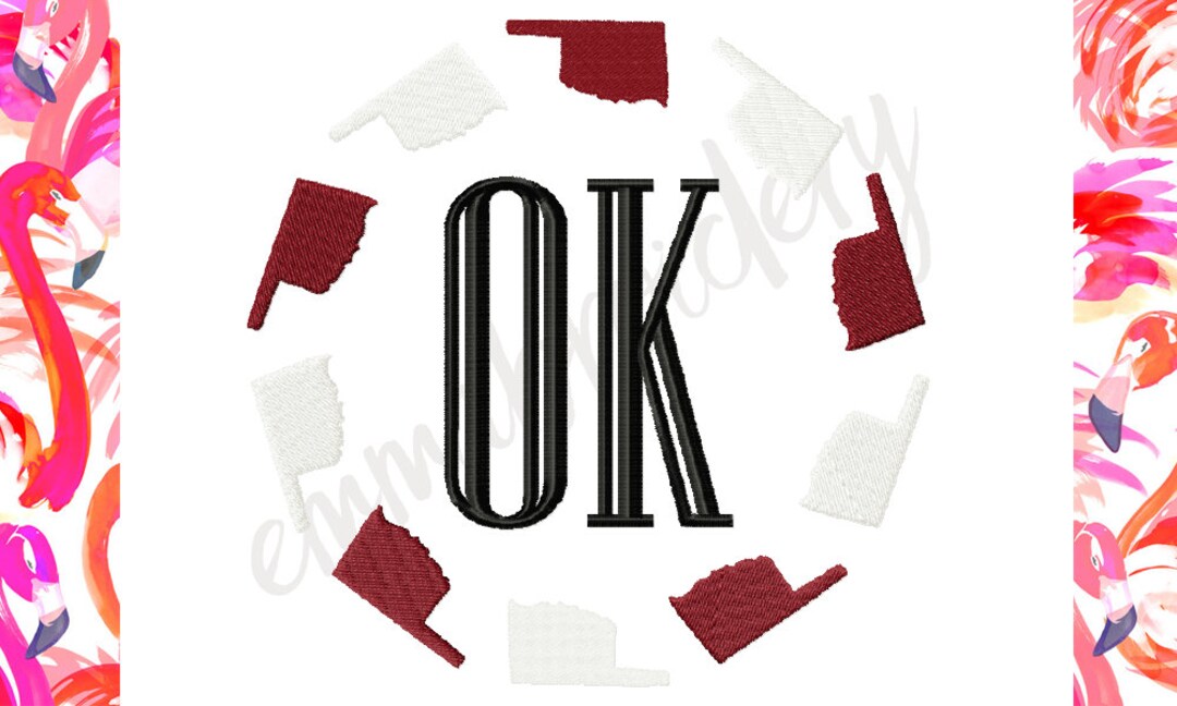 5 Sizes Oklahoma Shape State Monogram Frame - Okstate OSU - Machine ...