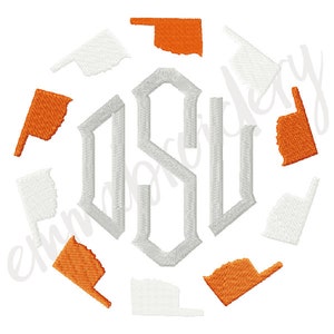 5 Sizes Oklahoma Shape State Monogram Frame - Okstate OSU - Machine ...