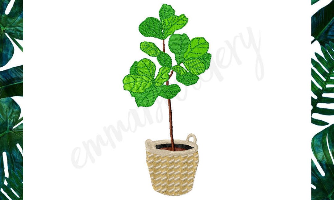 5 Sizes Fiddle Leaf Fig Embroidery Design - 3" 4" 5" 6" 7" - Machine ...