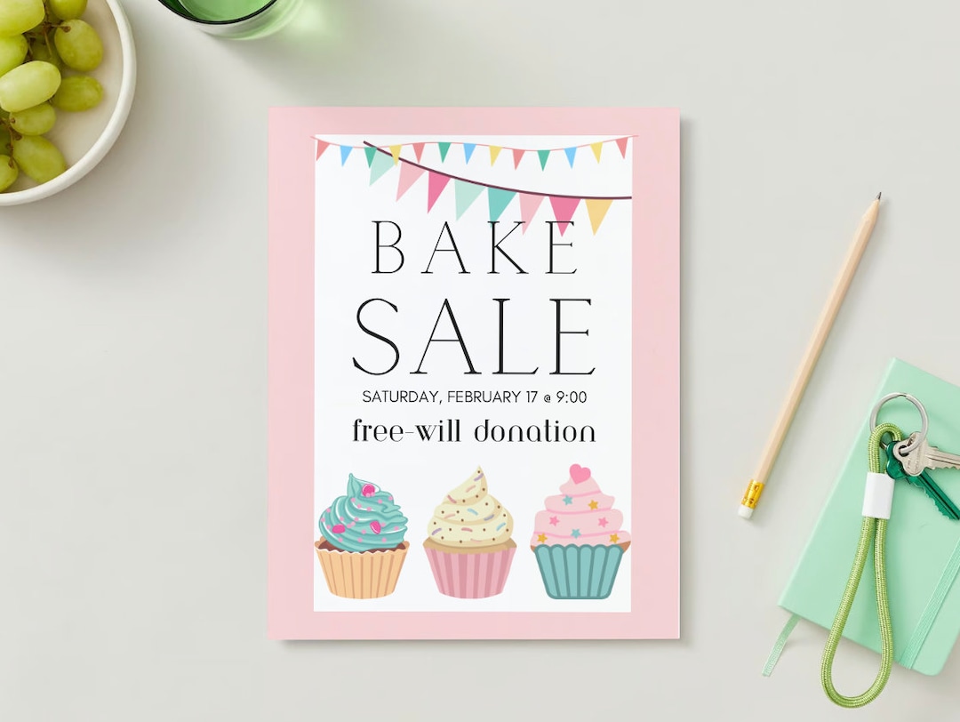 Editable Bake Sale Flyer Template - Etsy