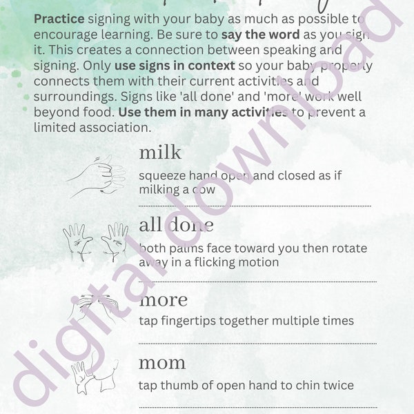 Baby Sign Language Printable - Etsy