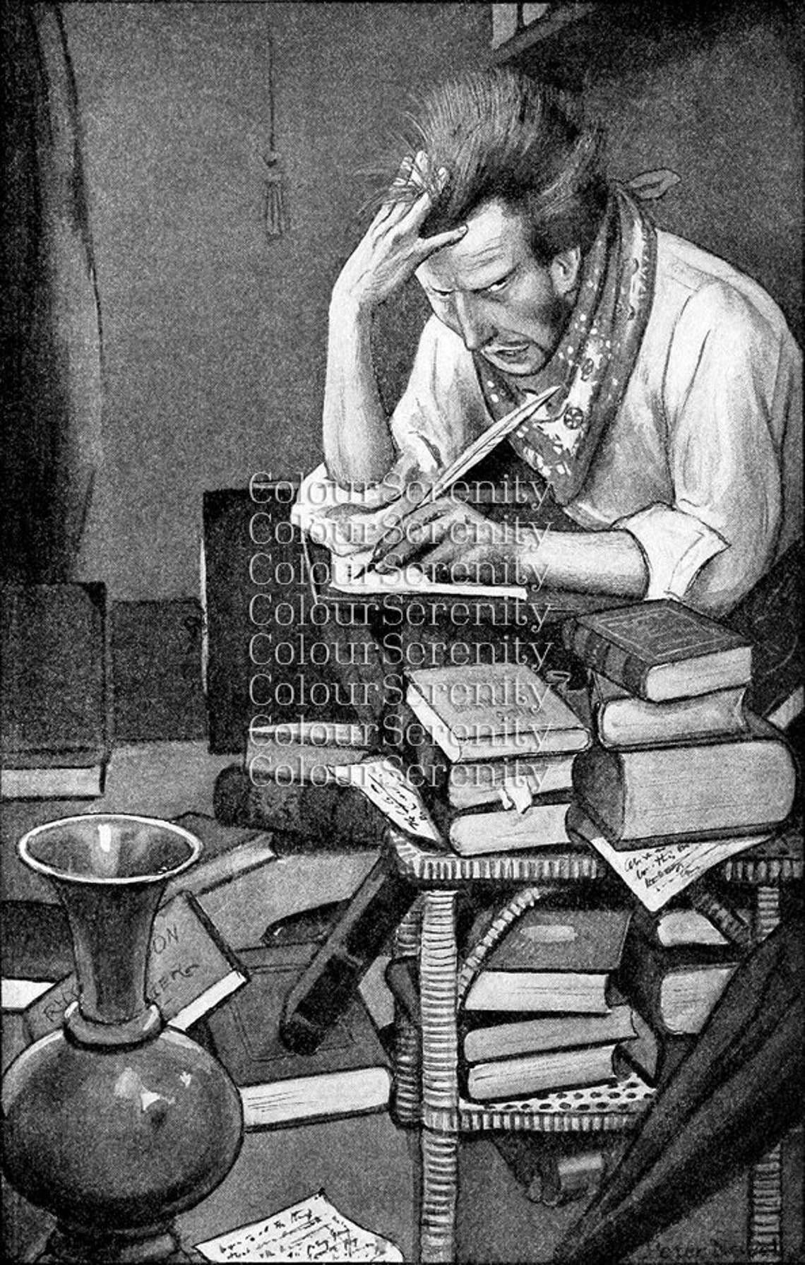 Vintage Author Drawing Printable Instant Download | Etsy