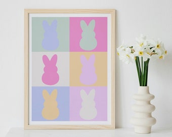 Easter Bunny, Peep, Wall Art, Spring Decpr, Pop Art Print, Pastel ...