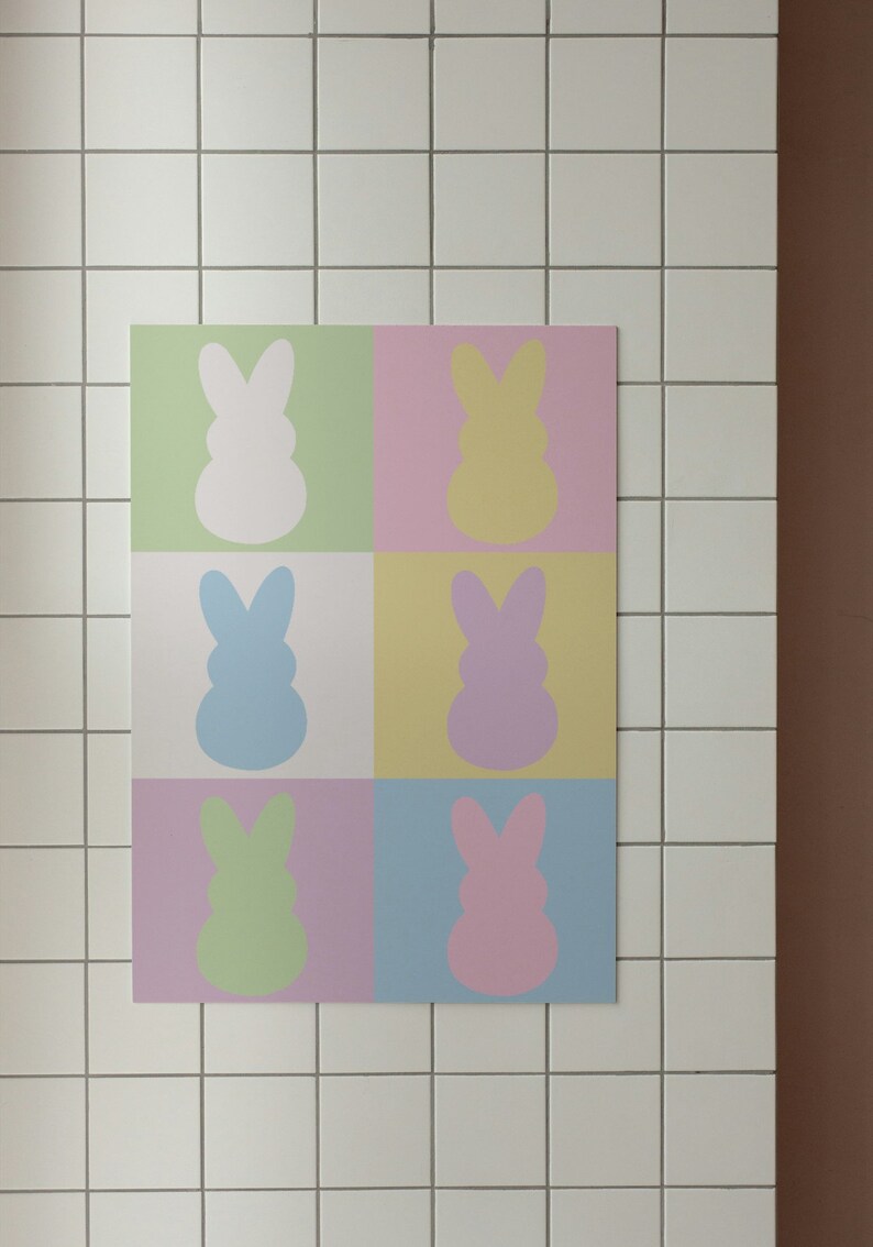 Easter Bunny, Peep, Wall Art, Spring Decpr, Pop Art Print, Pastel ...