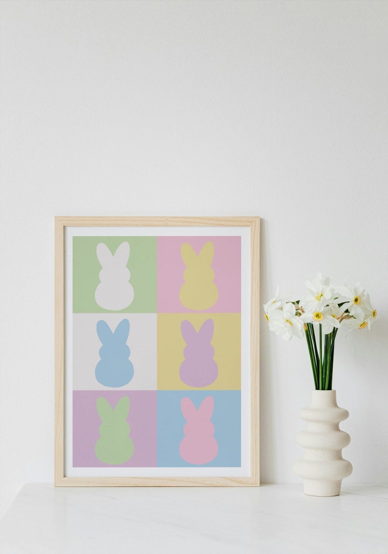 Easter Bunny, Peep, Wall Art, Spring Decpr, Pop Art Print, Pastel ...
