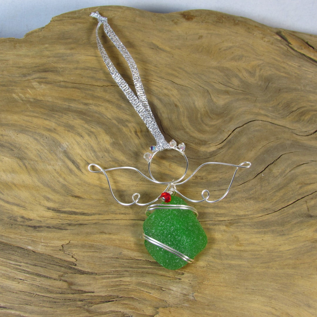 Sea Glass Angel Christmas Tree Ornament/ Beach Glass Ornament ...