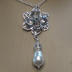 Swarovski Crystal Flower Necklace/ Handmade/ Hand Crafted/ Bride ...