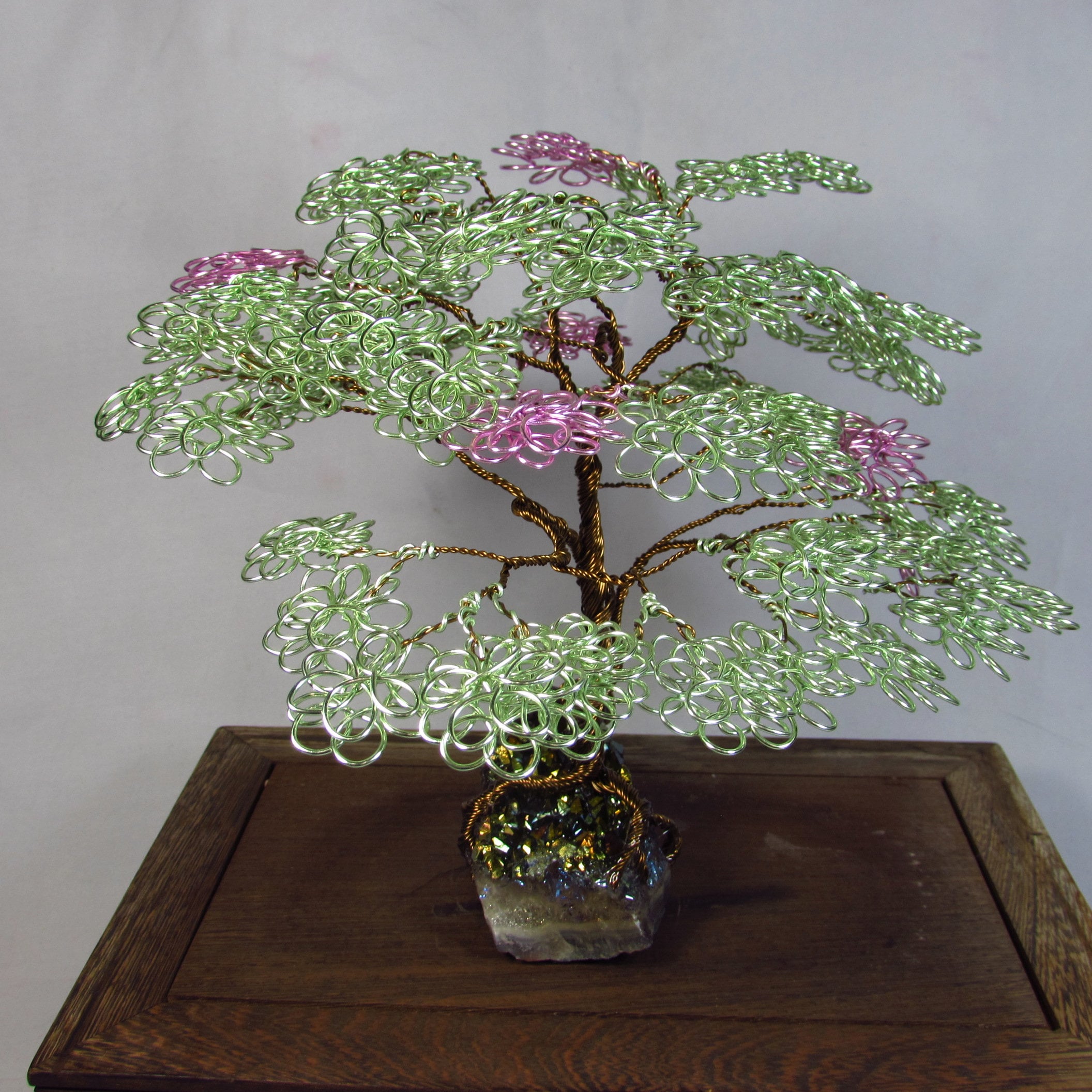 Handmade Gemstone Bonsai Tree: Rainbow Amethyst Geode Base - Etsy