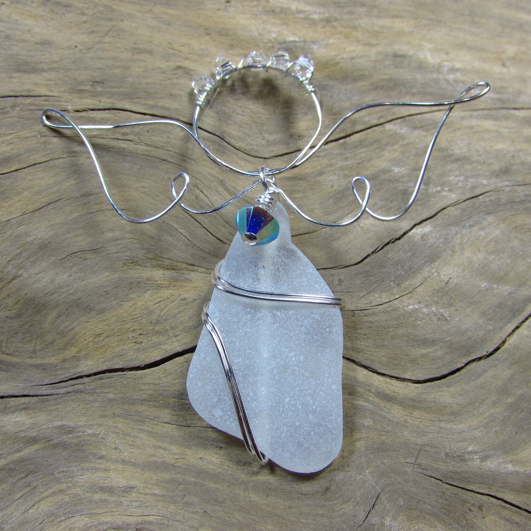 Sea Glass Angel Christmas Tree Ornament/ Beach Glass Ornament ...